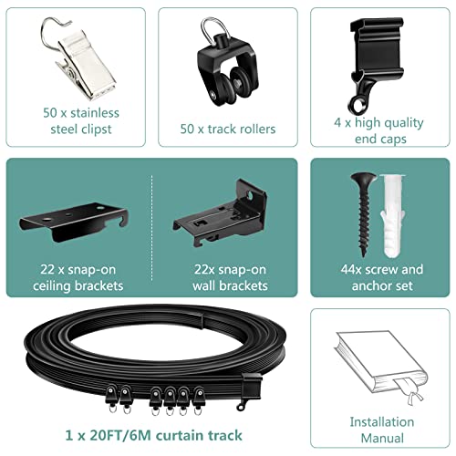 Ceiling Curtain Track for Bay Window, 6M/20FT Flexible Bendable Curtain ...