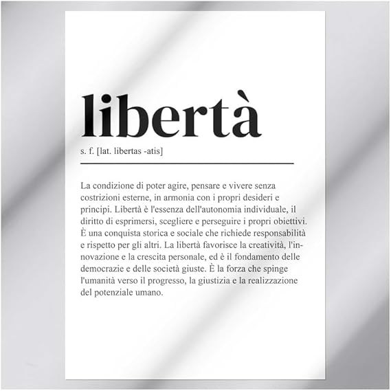 EchoPrints Poster da Parete Vocabolario Dizionario Libertà A2-100% Made in Italy - Decorazione ...