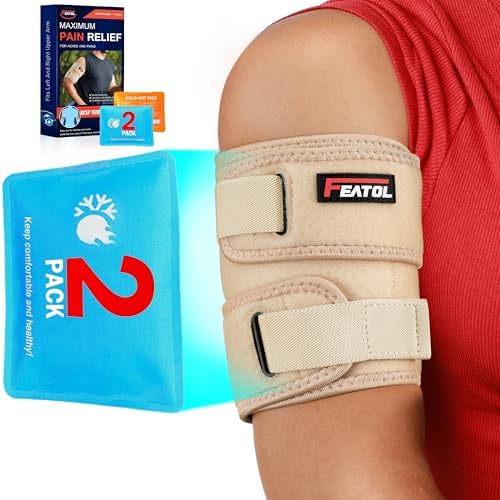 Amazon.com: FEATOL Bicep Tendonitis Brace with 2 Gel Ice Packs, Upper ...
