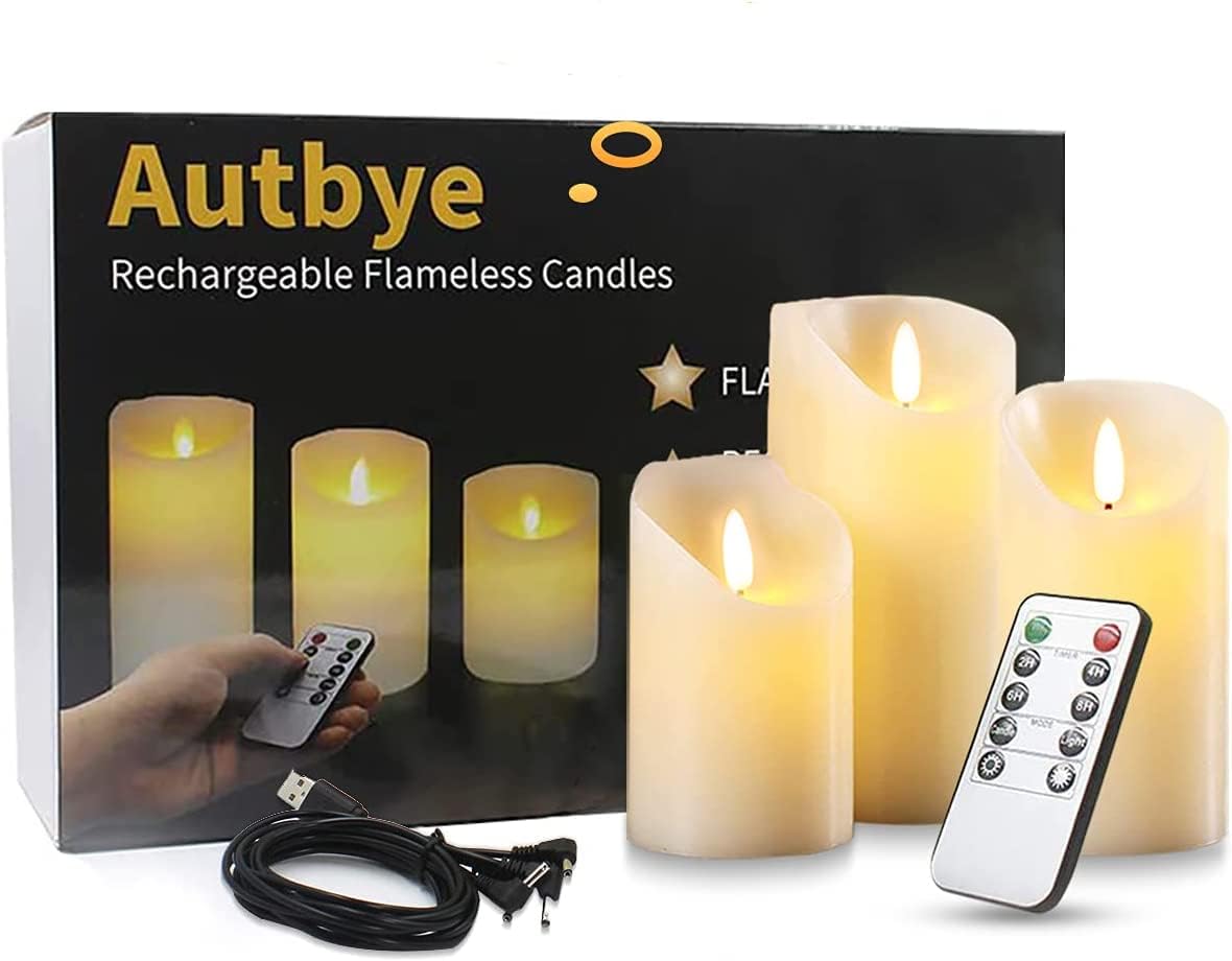 Autbye - Velas Recargables Sin Llama, Velas LED Parpadeantes con Brillo ...