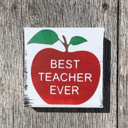 Amazon.com: Best Teacher Ever Sign Small Shelf Sitter Classroom Desk ...