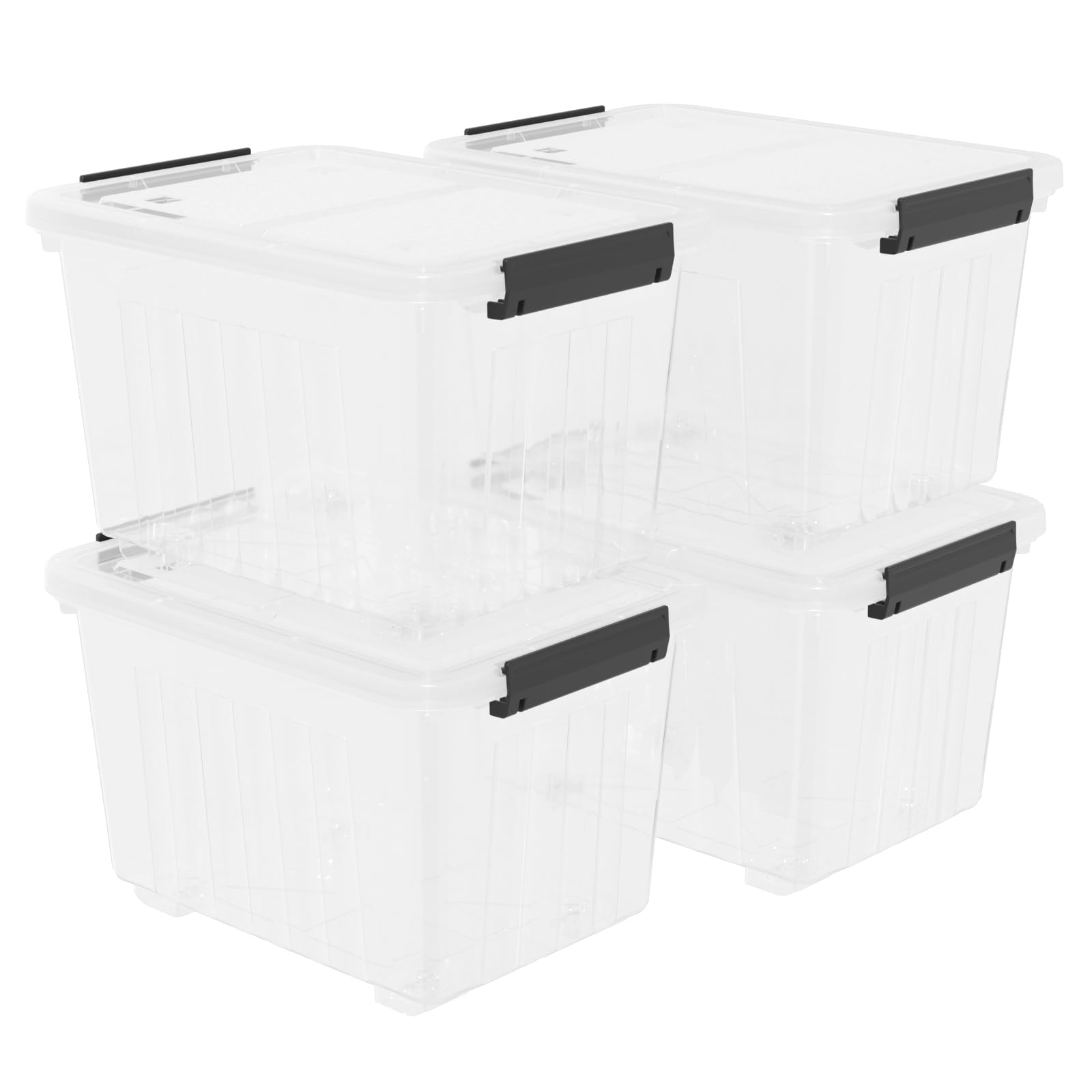 Amazon.com - Qqbine 30 Quart Plastic Clear Storage Bin with Wheels ...