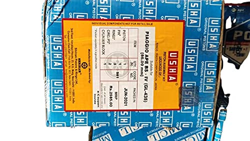 USHA Piston Assembly KIT Suitable for Piaggio APE (GL - 435) : Amazon ...