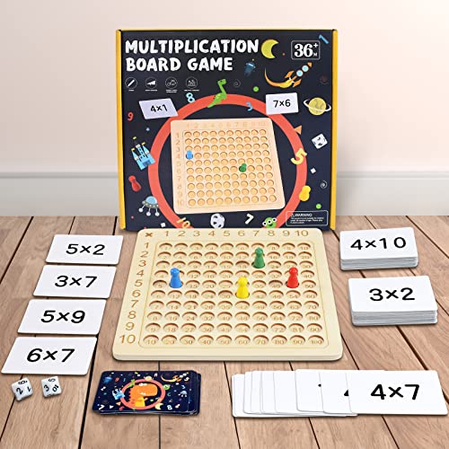 BAKAM Wooden Multiplication Board Game for 2-4 Players, Math ...
