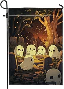 Amazon.com : Cute Ghosts Garden Flag, Spooky White Spirits Outdoor ...
