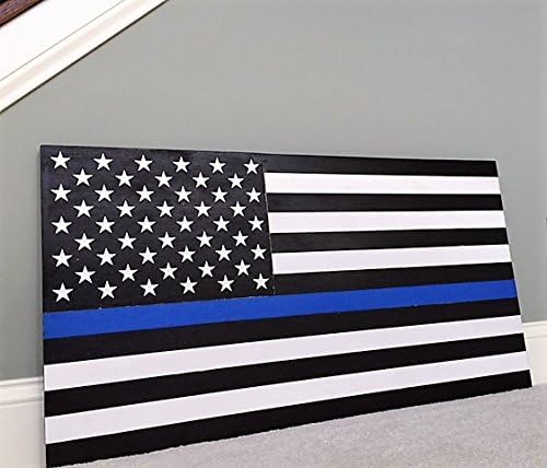 Amazon.com: 36" x 19" Large Hand-Crafted Thin Blue Line Wood American ...