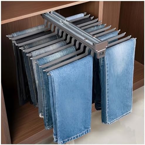 Extendable Double Row Trouser Rack - Sliding Pants Holder Hanger for ...