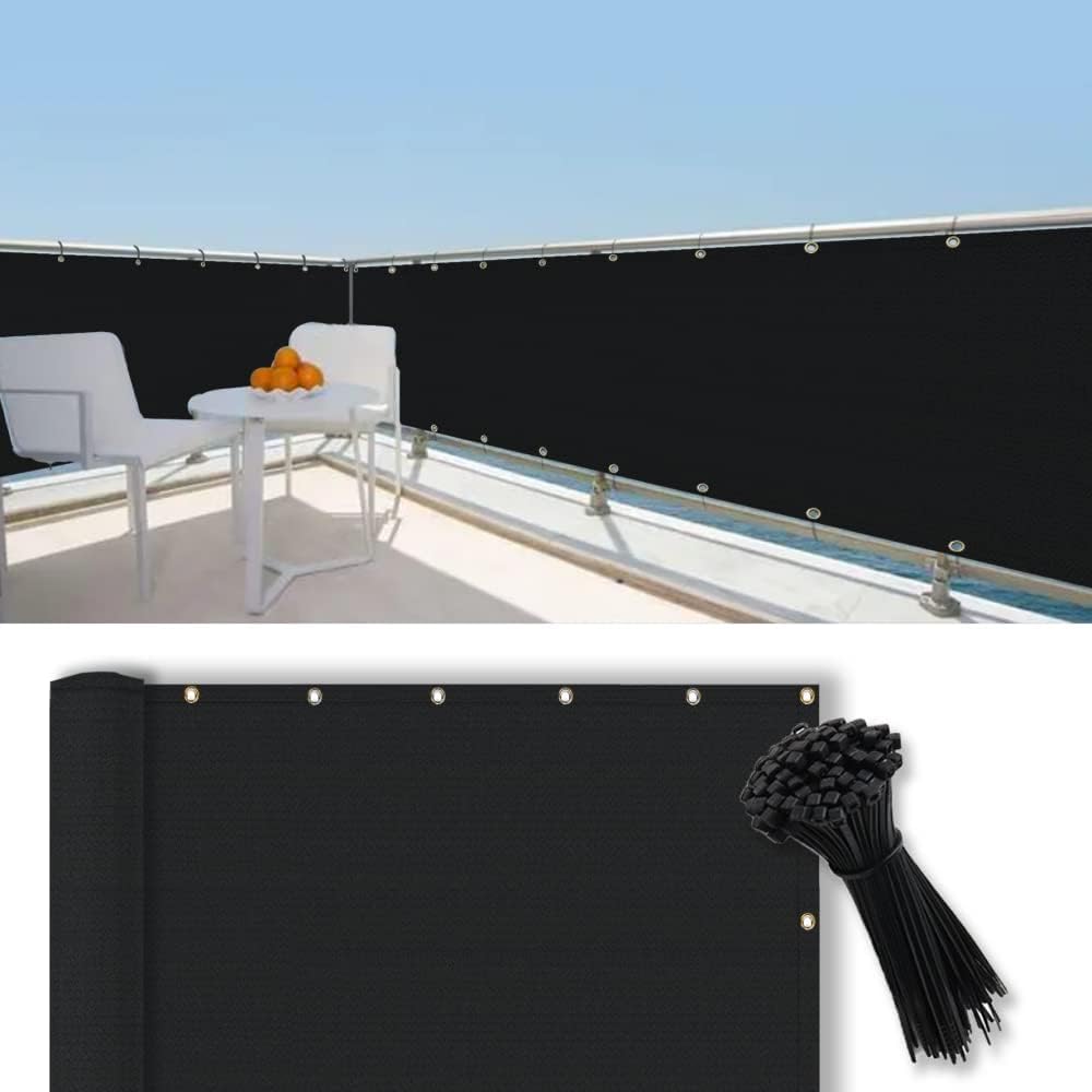Amazon.com : Junflying 3x19' Balcony Privacy Screen, Patio Railing ...