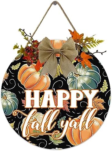 Amazon.com: Fall Wooden Door Sign Happy Fall Y'all Door Decor - with ...