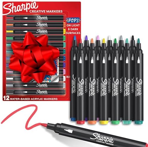Amazon.com: Sharpie Creative Markers, Water-Based Acrylic, Bullet Tip ...