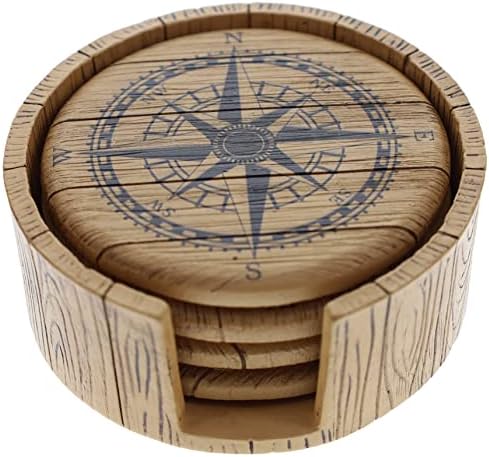 Amazon.com: Compass Rose Coaster Set - Nautical Ocean Beach Boat ...