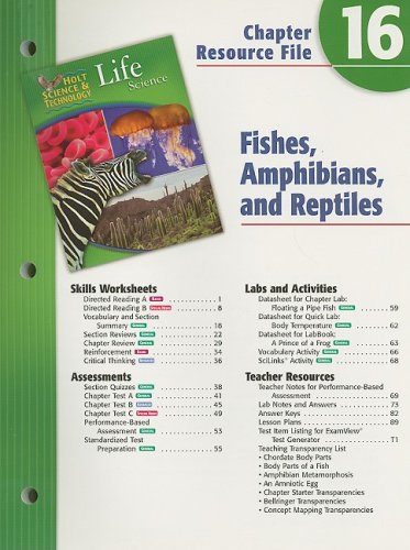 Holt Science & Technology Life Science Chapter 16 Resource File: Fishes ...