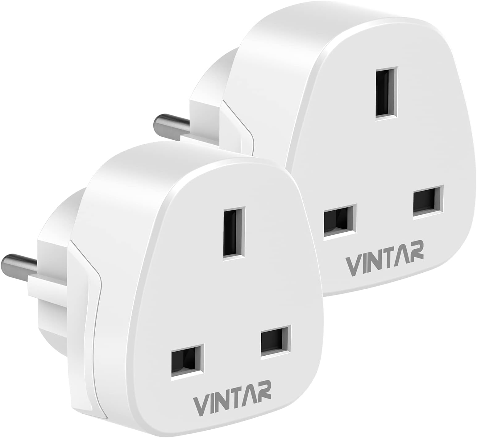 VINTAR UK to European Plug Adapter,Grounded 3 Pin to 2 Pin EU Euro ...
