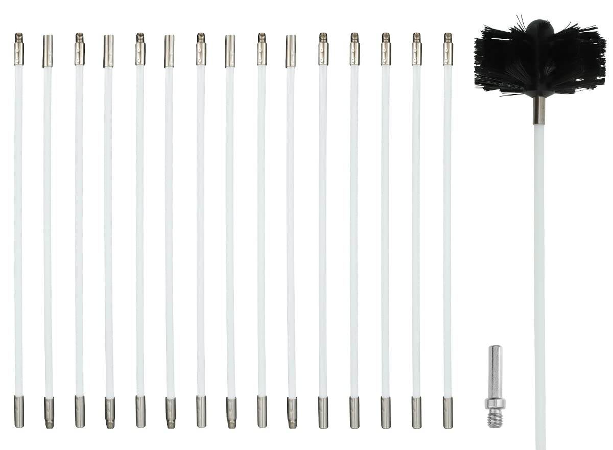 Chimney Sweep Kit,Fireplace Cleaning Brush Kit,Include 15 Flexible ...