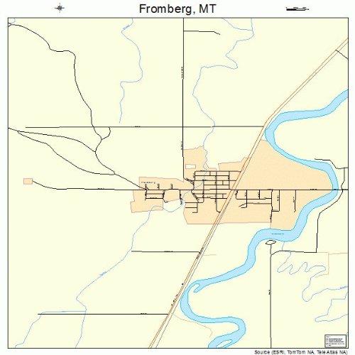 Large Street & Road Map of Fromberg, Montana MT - Printed poster size ...
