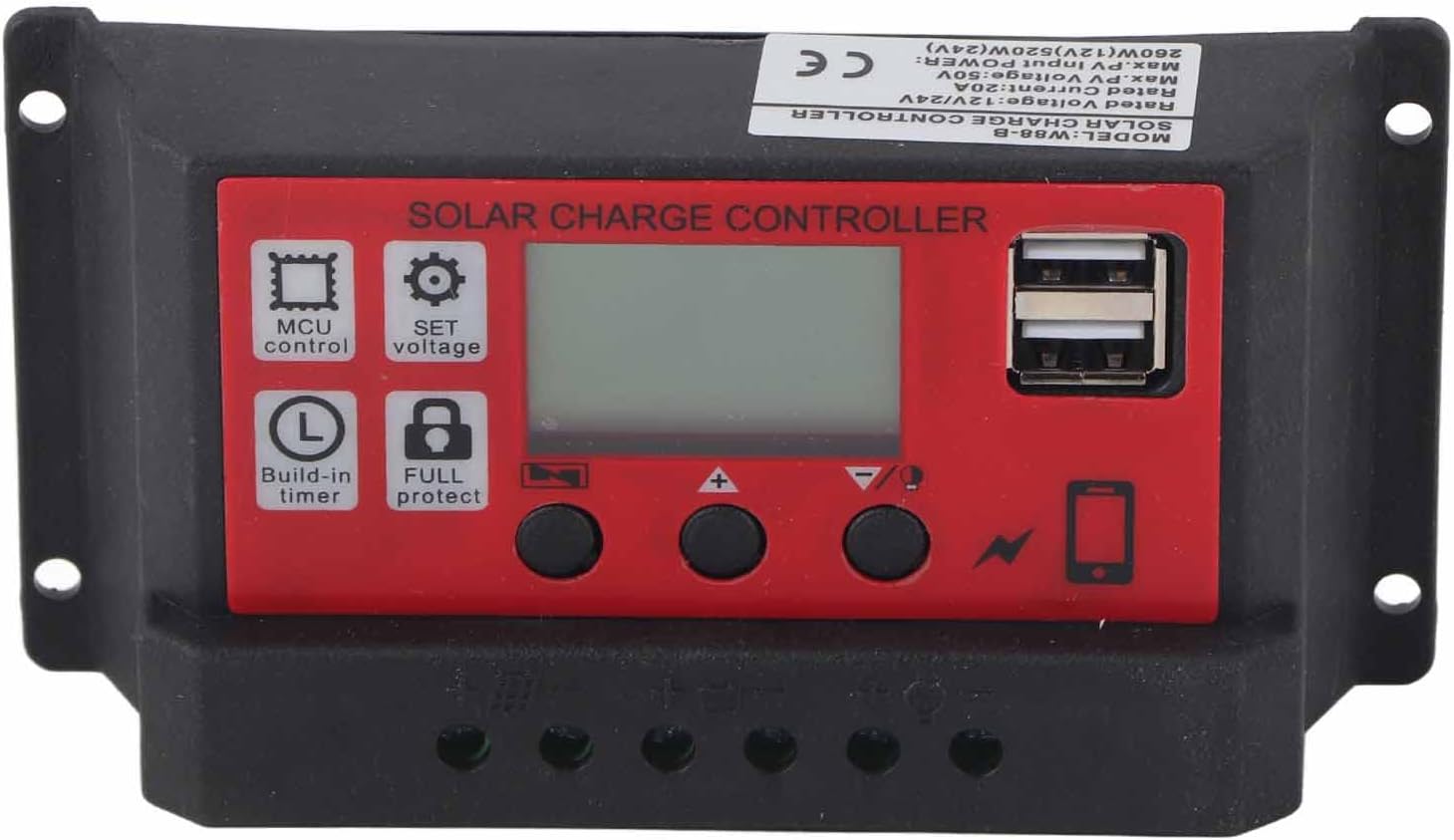 Amazon.com: PWM Solar Controller 12V/ 24V Solar Panel Regulator with ...
