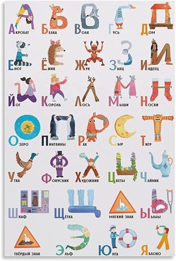 Amazon.com: BMWZX Learn Cyrillic Russian Alphabet Poster Canvas Print ...