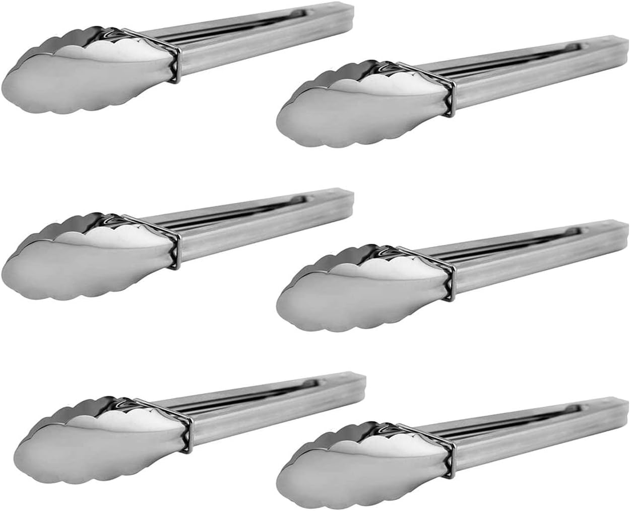 Amazon.com: 6 Pack 9“ Stainless Steel Chef Food Serving Tongs Grilling ...