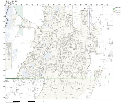 Amazon.com : ZIP Code Wall Map of Spring Hill, FL ZIP Code Map ...