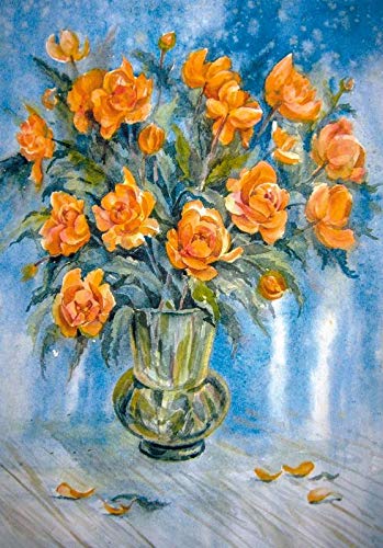 Anjani Art Gallery Flower Pot Painting Unframed Printed Canvas Painting ...