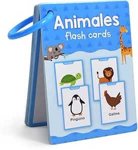 Amazon.com: Zwttey Animales Spanish Animals Vocabulary Flash Cards ...