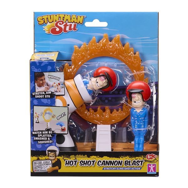 Stuntman Stu Hot Shot Cannon blast Sling shot toy with two rubber ...