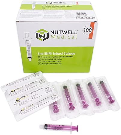 Nutwell ENFit Enteral Syringe 5ml, Single use,Sterile,Pack of 10 ...