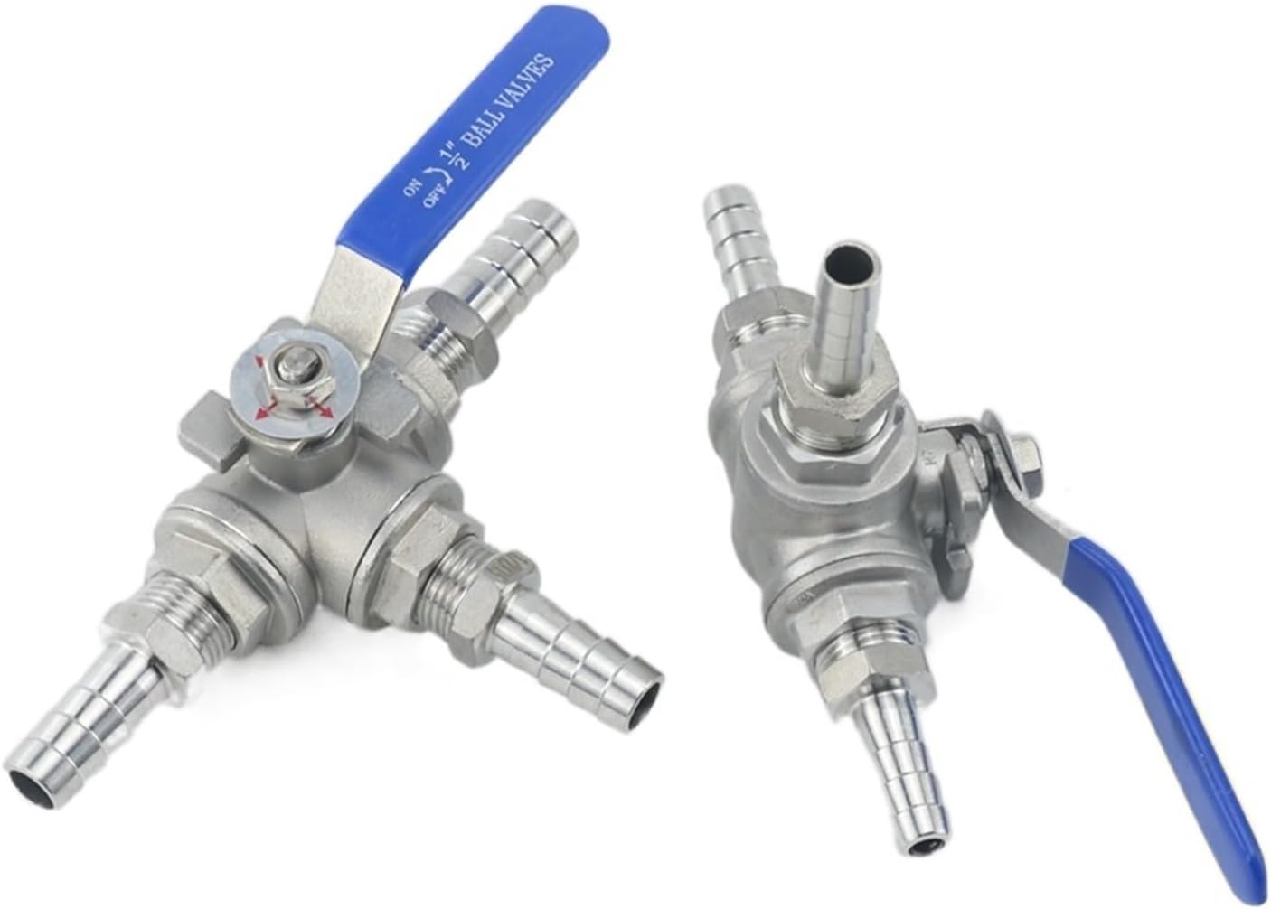 Amazon.com: 1/2" 3/4" Hose Barb Stainless Steel L/T-Port 3 Way Ball ...