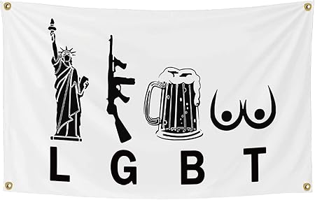 Amazon.com : Liberty Beer Guns Tits - Funny Tapestry Cool Wall Flags for Decor College Dorm Room ...