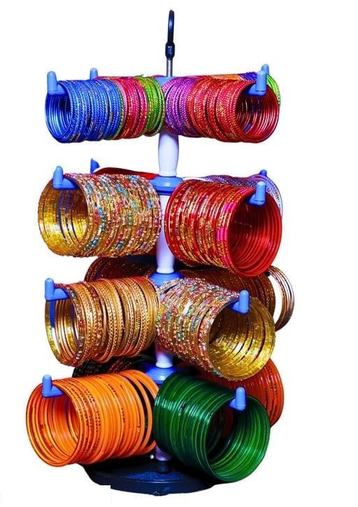 BEUWFEL 4 Step Rotating Plastic Bangle Stand (Blue) | Storage Organizer ...