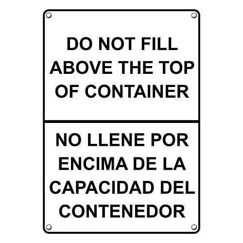Weatherproof Plastic Vertical Do Not Fill Above Top of Container ...