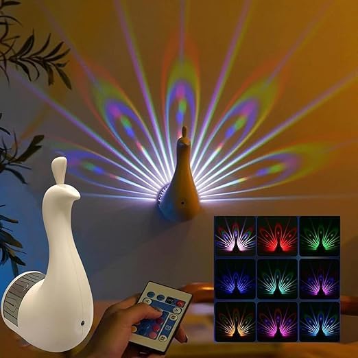 Buy AKSHAR MART Peacock Lamp, Peacock Wall Light, 7 Color Ambient ...