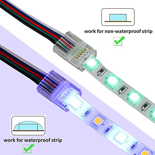 HOMELYLIFE 5 Pin 10mm RGBW LED Strip Connectors Solderless 10 Pcs with ...