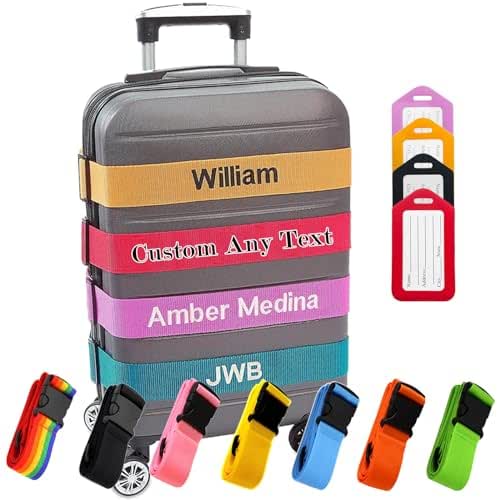 Amazon.com: Personalized Luggage Straps, Custom Adjustable Suitcase ...