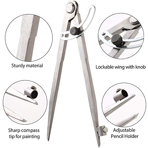 Sunshane 2 Pack Professional Woodworking Compass 8 Inch 12 Inch ...