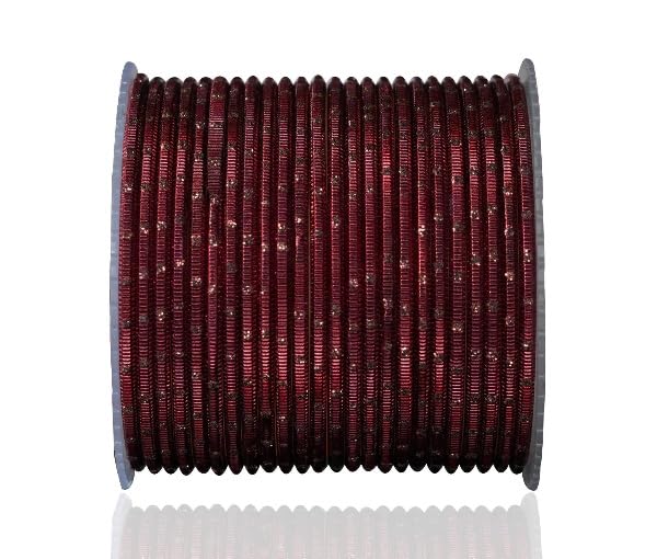 Buy The Golden Cascade Maroon Color Metal Bangles Cutting Design Chudi ...