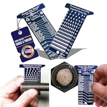 HexSizer Heavy Hex Nut, Bolt & Stud Gauge Tool & Thread Pitch Checker ...