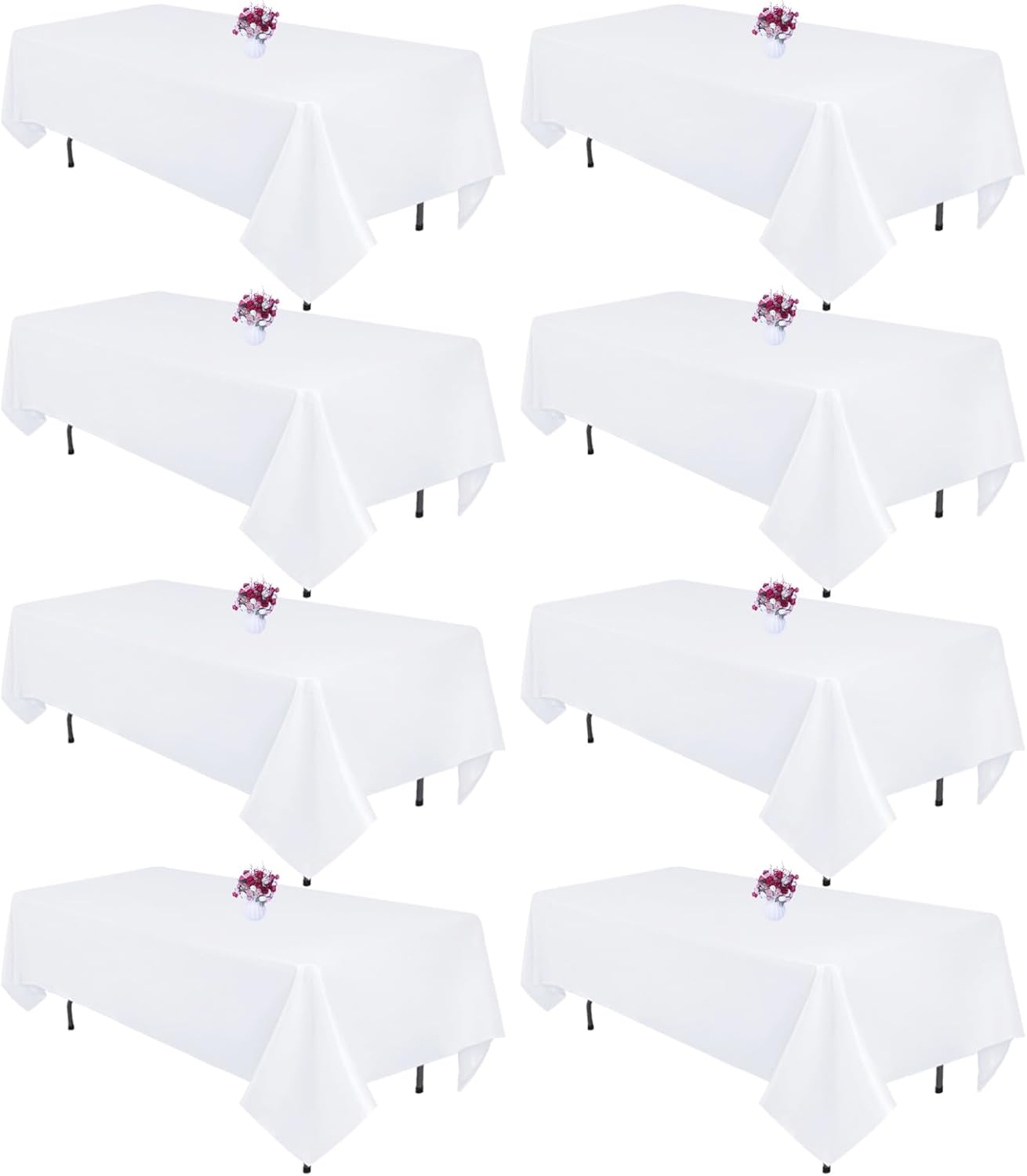 Amazon.com: 8 Packs White Table Cloth Rectangle 60x126 Inch for 8ft ...