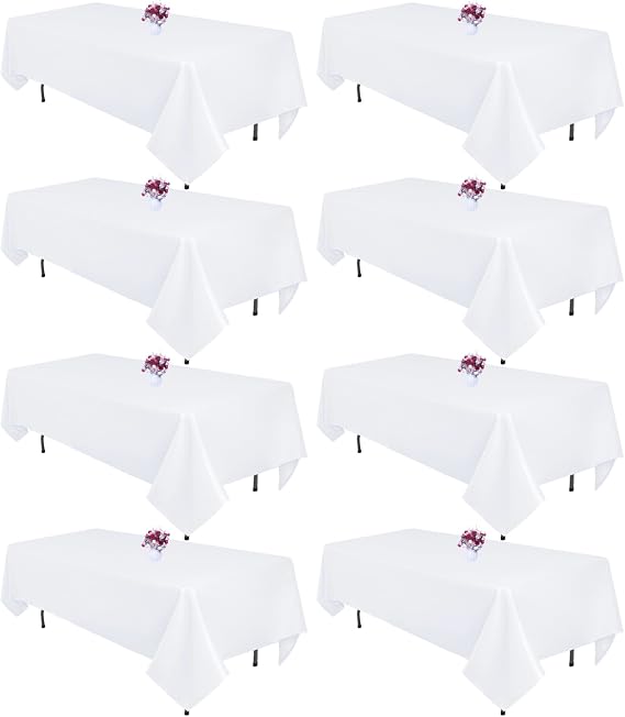 Amazon.com: CKIKU 8 Packs White Table Cloth Rectangle 60x102 Inch for 6 ...
