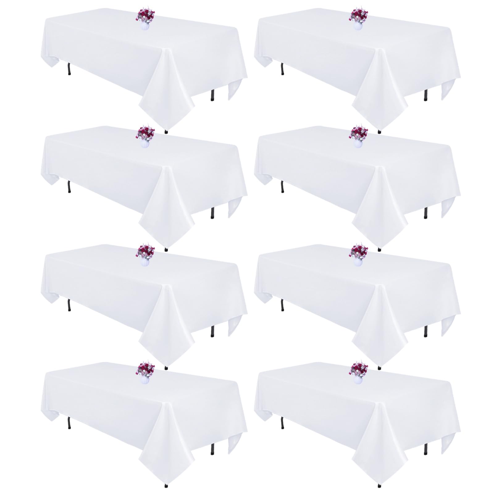 Amazon.com: 8 Packs White Table Cloth Rectangle 60x126 Inch Rectangular ...