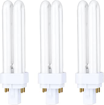 B4U 3 Pack G24Q-1 CFL Light Bulbs, 13W 4 Pin Energy Saving Light Bulb ...