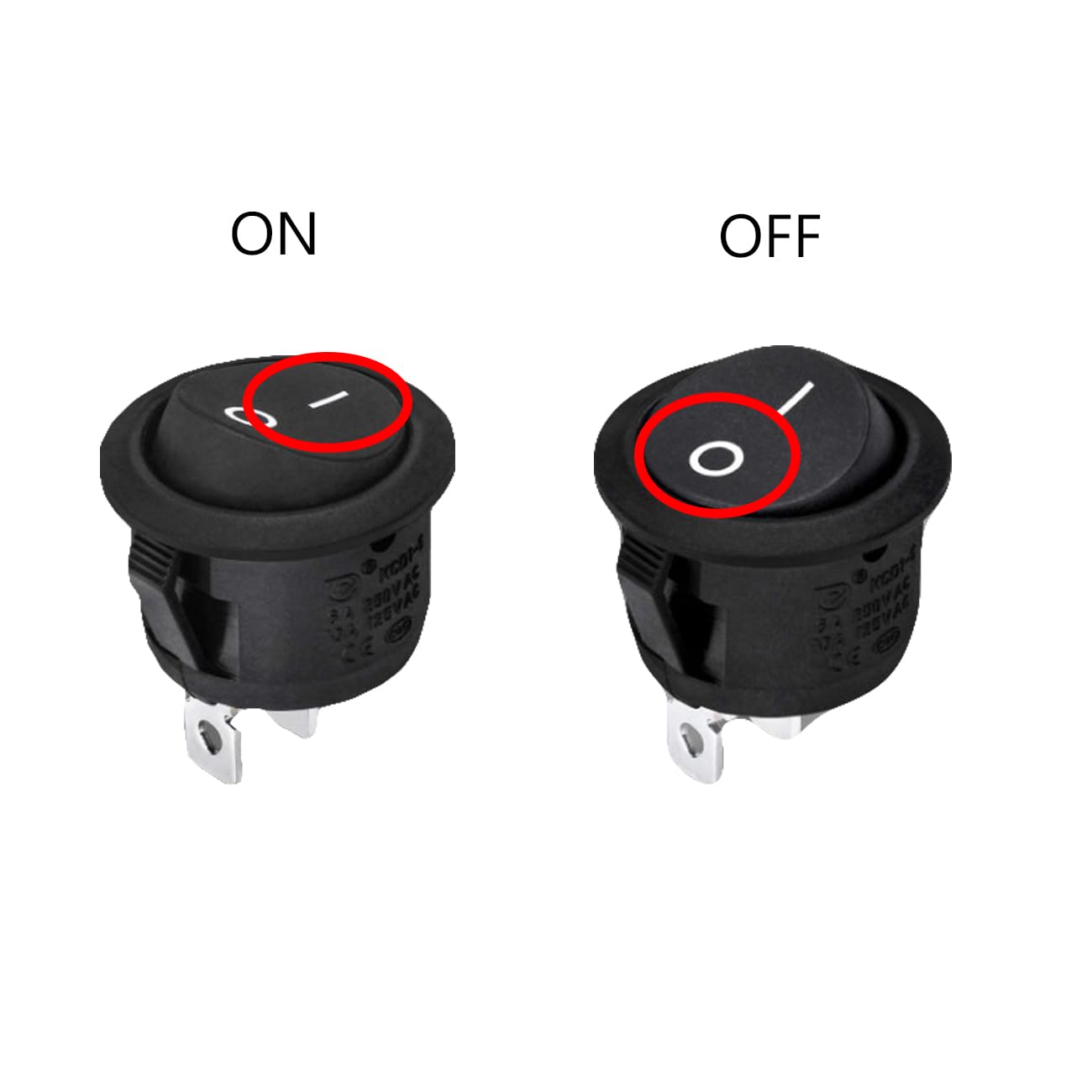 Snapklik.com : Round Rocker Switch 10A 120V AC 20A 12V DC 2 Pins 2 ...