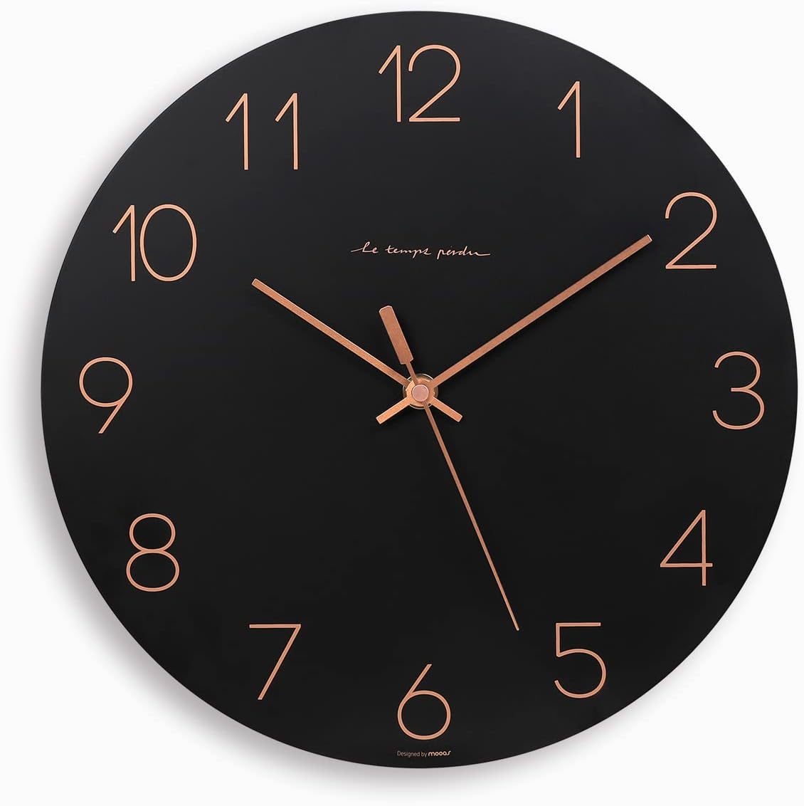 Amazon.com: Modern Wall Clock 12 Inch Black & Rose Gold Quartz Movement ...