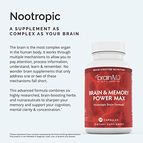 BRAINMD Dr Amen Brain & Memory Power MAX - 120 Capsules - Nootropic ...