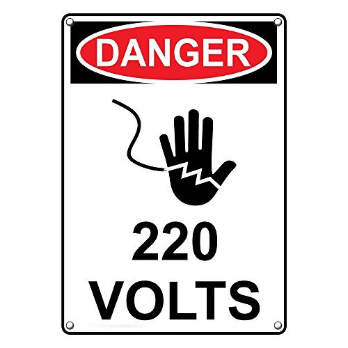 Amazon.com: Weatherproof Plastic Vertical OSHA Danger 220 Volts Sign ...