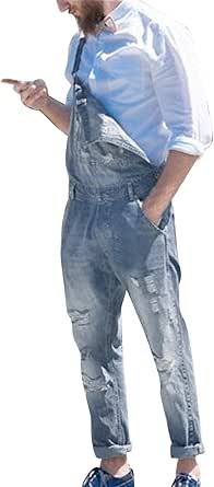 Amazon.com: Stoota Mens Multi Pocket Denim Jumpsuit, Tear Overalls ...