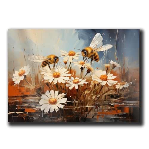 Amazon.com: Cat print, printable wall art, daisys and bees, floral cat ...