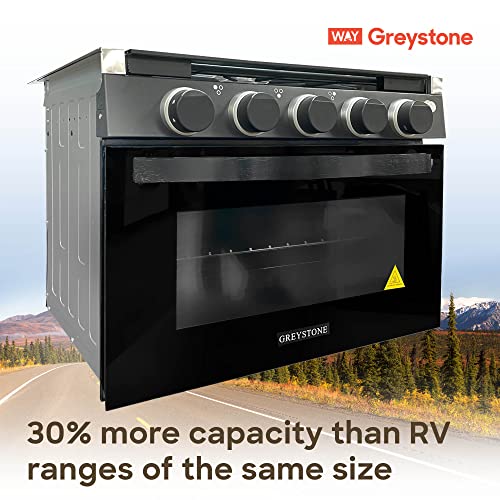 Greystone, 17 Inch RV Gas Range, Stove and Oven Combo, 12 Volt, LP, 3 ...