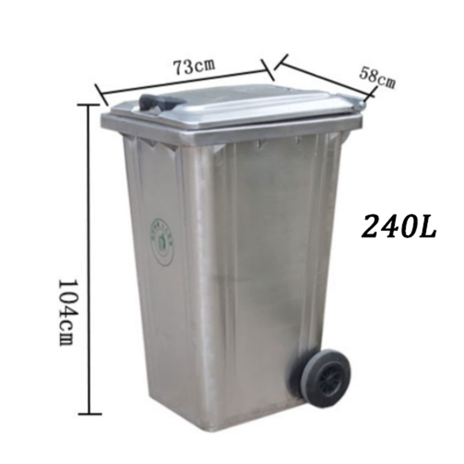 Galvanized Trash Can With Wheels 1038BL Blue Rollout Container 32