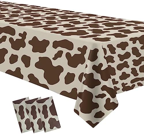 Amazon.com: Xigejob Cow Print Party Tablecloth Supplies For Cowboy ...